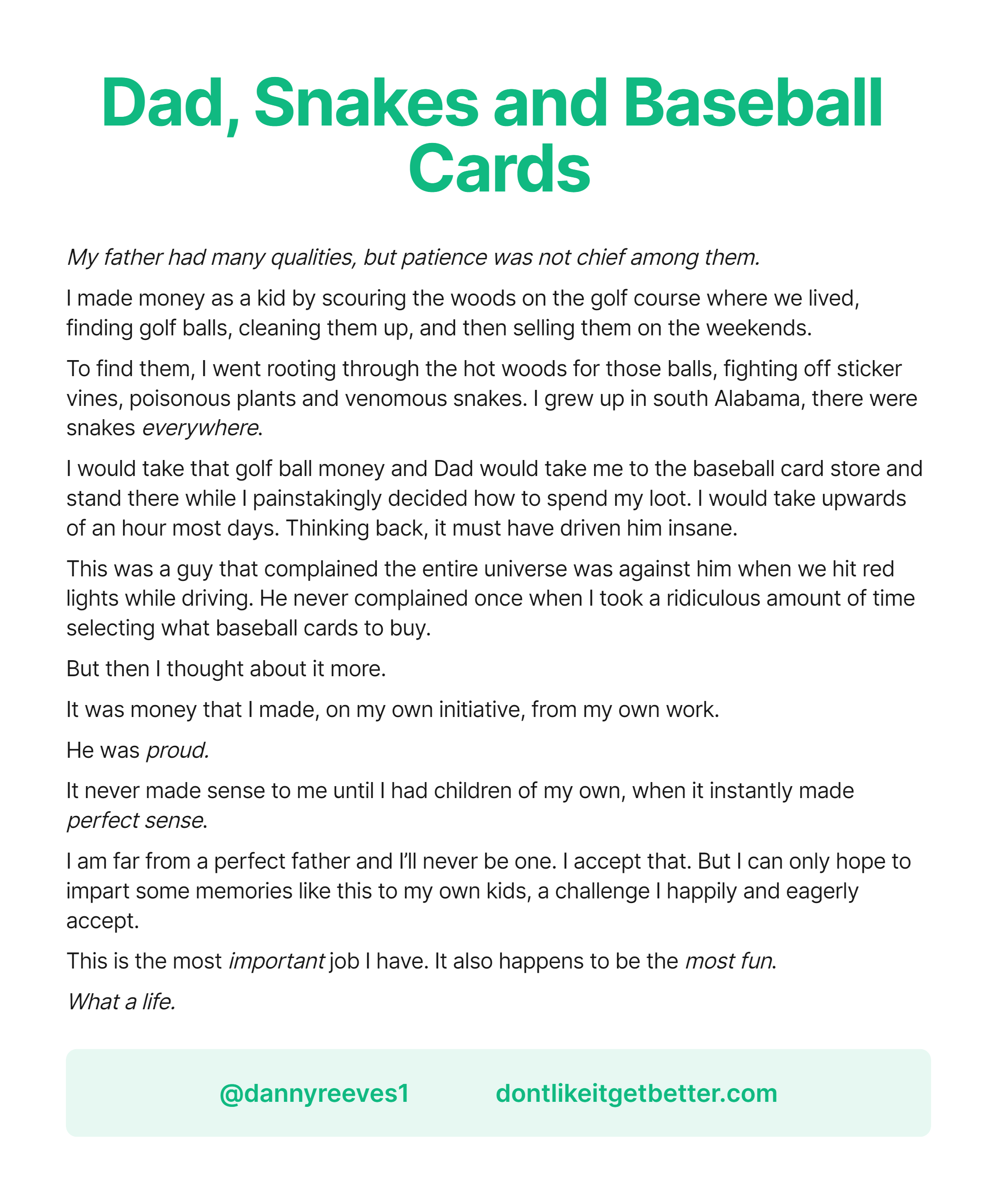 Dad, Snakes and Baseball Cards